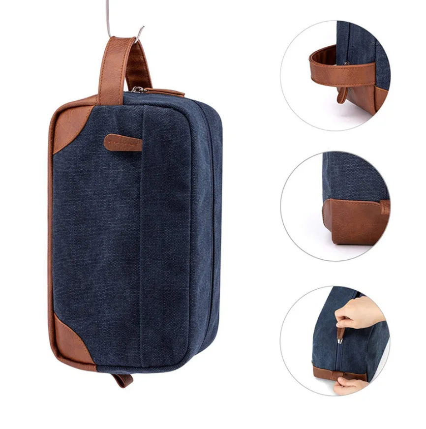 Large Water Resistant Surface Canvas Shaving Bag Men Travel Portable ...