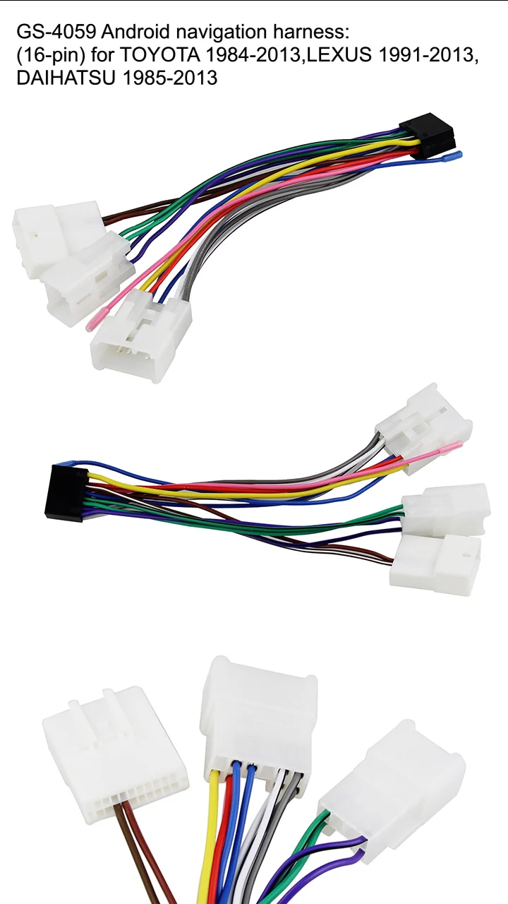 Car 16 Pin Radio Android Gps Navigation Wire Harness Power Cable ...