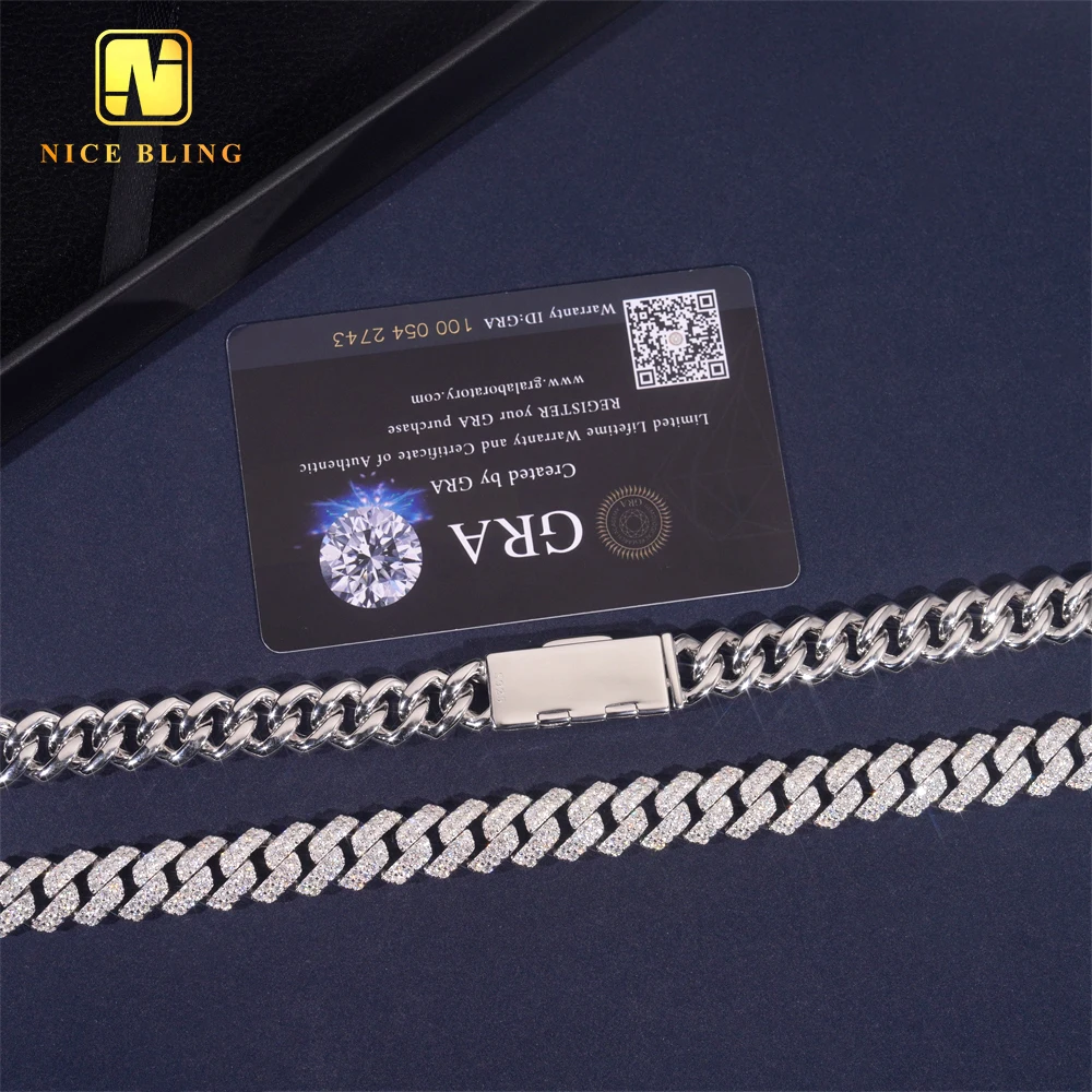 12mm Fashion Hip Hop Rapper VVS Moissanite Diamond Jewelry 925 Sterling ...