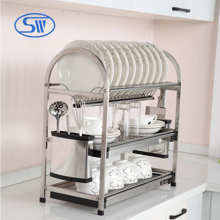 Large Stainless Steel Three Tiers Dish Rack,High Quality Dish Drainer ...