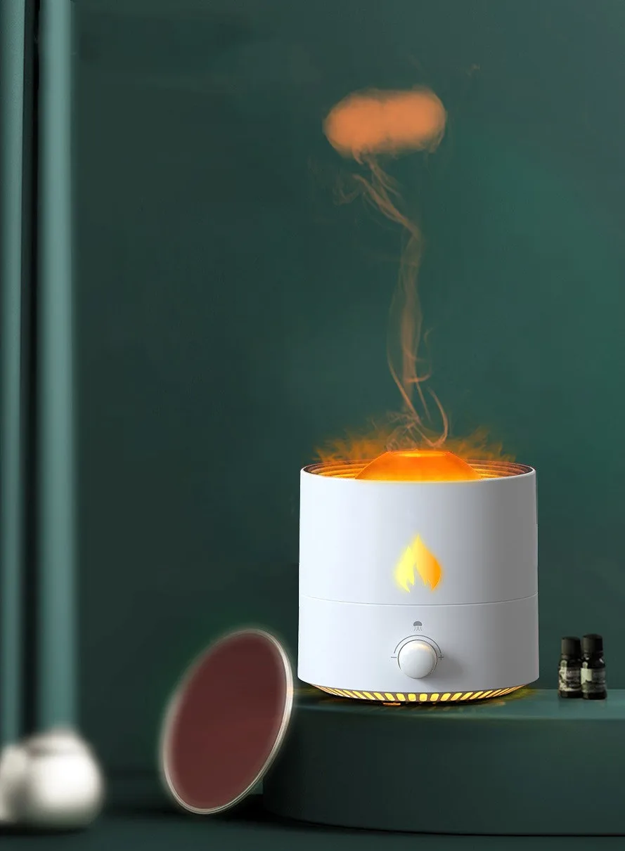 320ml Flame Light Diffuser Volcano Design Two Mode Ultrasonic Essential ...