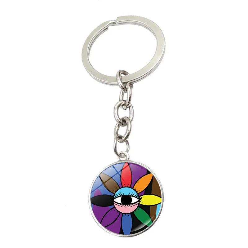Seven-color Key Chain Pendant Time Gem Rainbow Eyes Sunflower Pendant ...