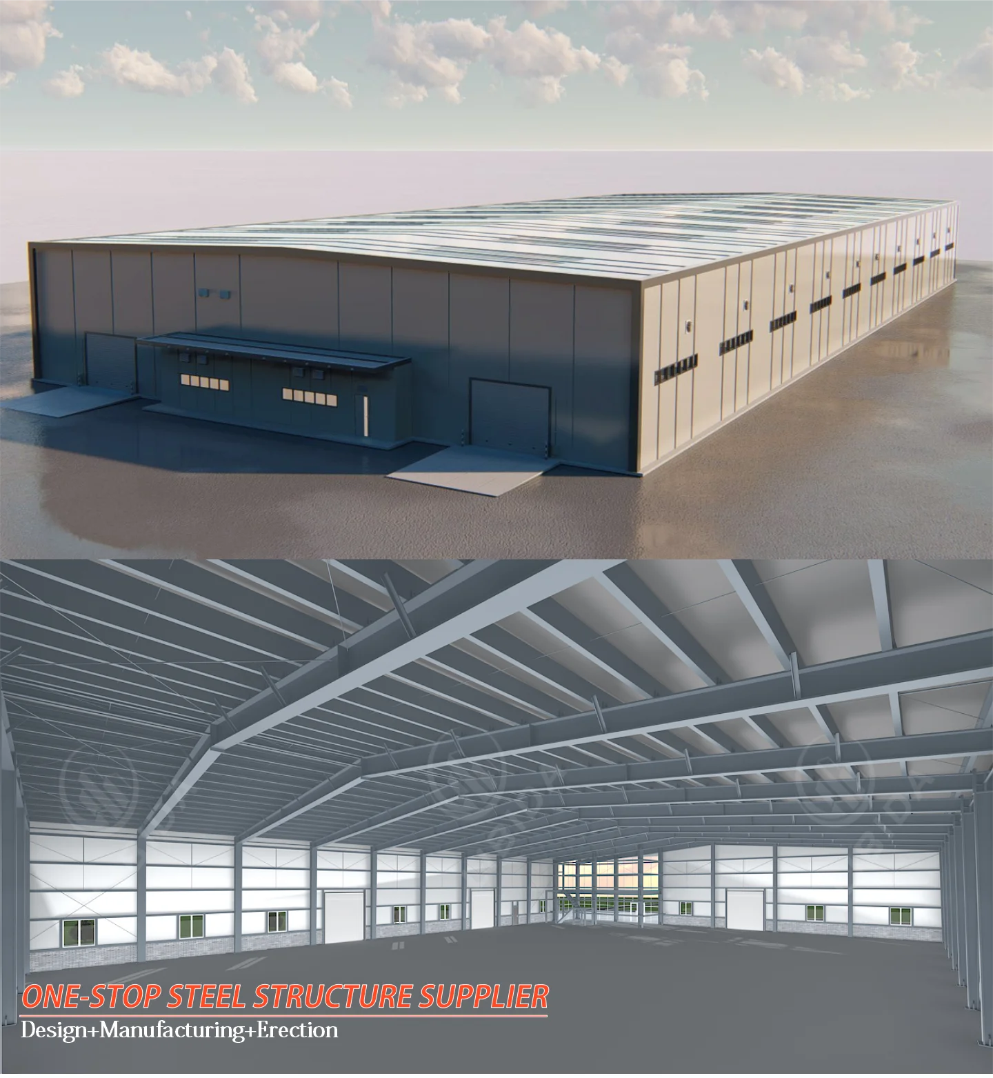 Prefabricated Light Weight Structural Steel Factory Office Building ...
