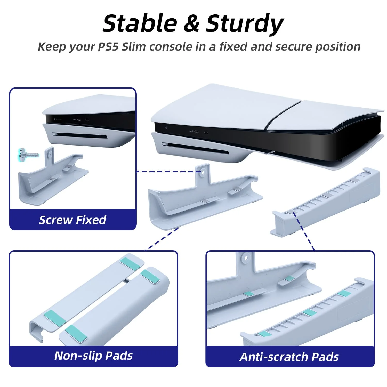 Aolion Horizontal Stand For Ps5 Slim Protective Base For Ps5 Slim De ...
