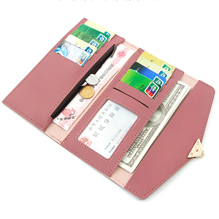 Long Design Student Wallets - Solid Color, Multi-functional