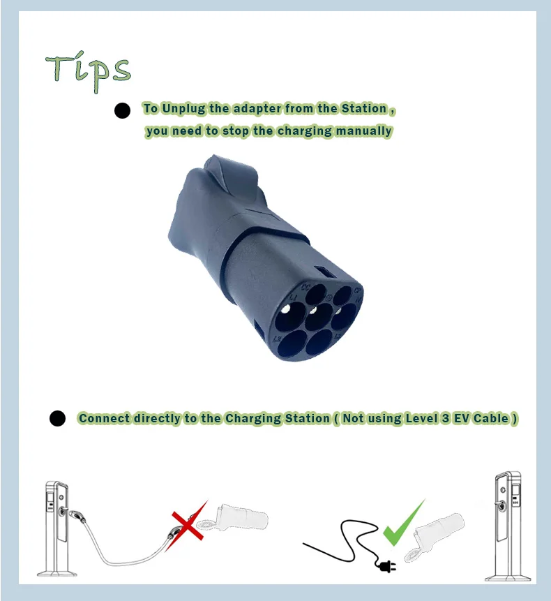 EV Charge Adapter - Type 2 Male to EU Socket for Scooters