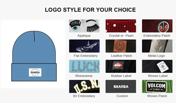 Custom Logo Cotton Knit Beanie with Satin Lined Beanie Silk Inside