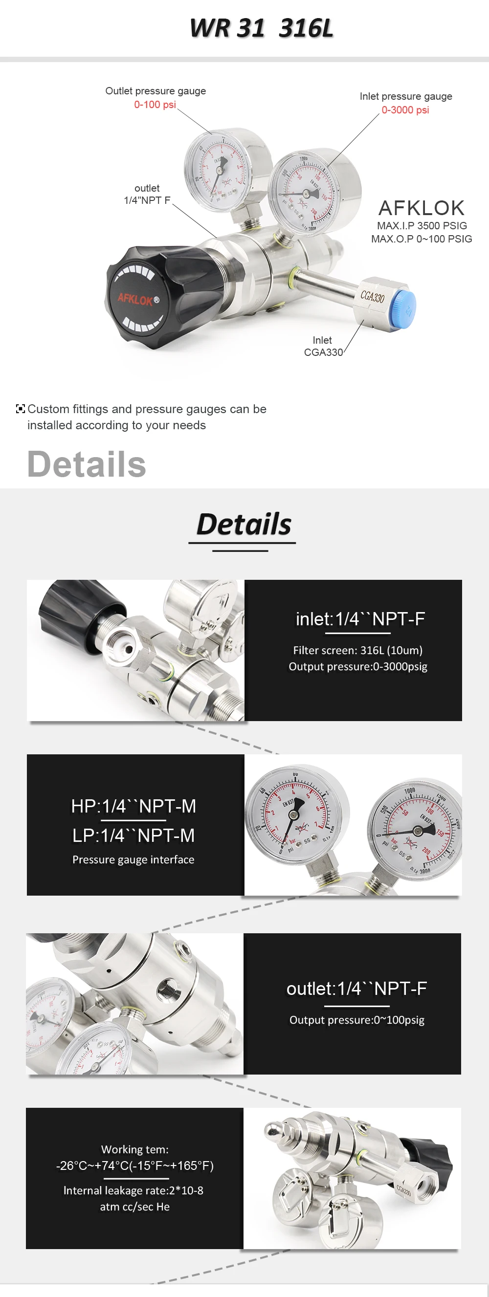 High Pressure Regulator CNG 4500 Psi for Ammonia AFKLOK