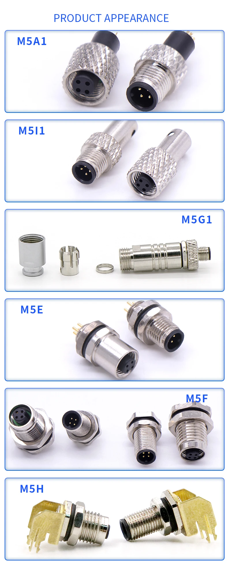 Panel Mount M5 2 3 4 Pin IP67 Waterproof Industrial Solder Front ...