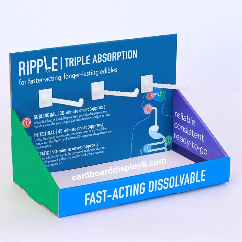 Custom Glossy Lamination Cardboard Counter Top Pegboard Pdq Display ...