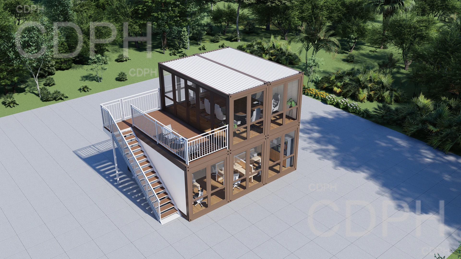 Two Story Container Office Building Prefabricated Hotel Building Prefab ...