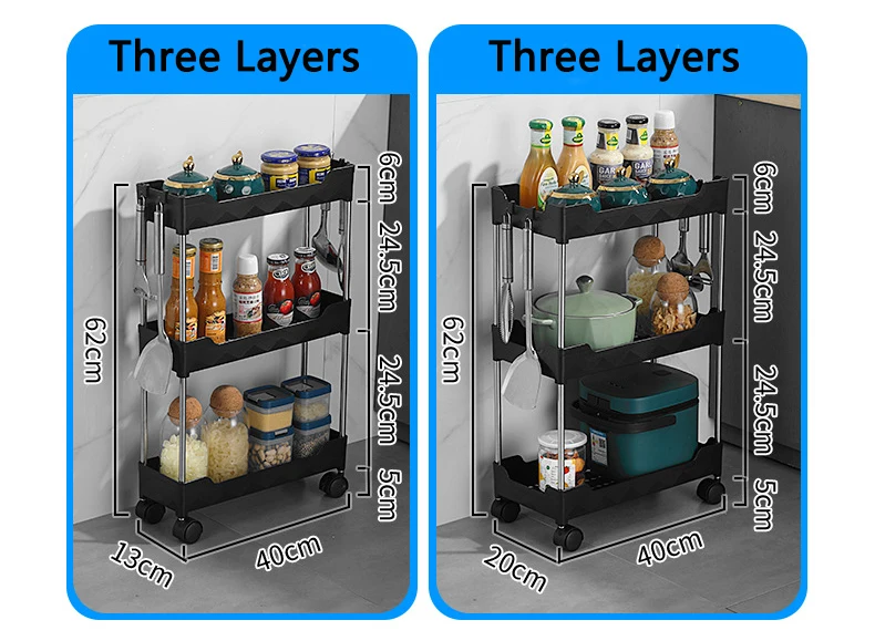 Genuine Trolley Plastic Movable Book Shelf Mobile Rolling Storage Cart ...