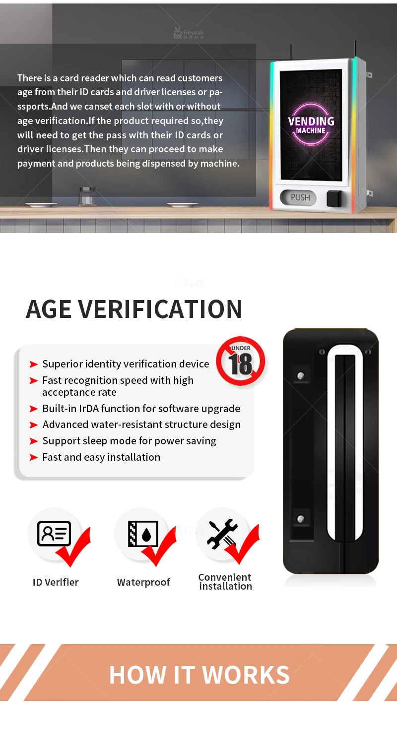 24 Hours Self Service Automatic Vending Machine Wall Mounted Face ...