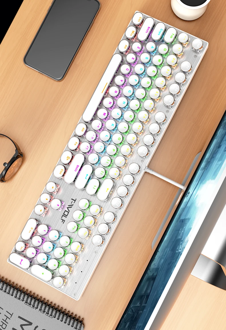 TWOLF Gaming Keyboard - Backlit, Mechanical, and Programmable