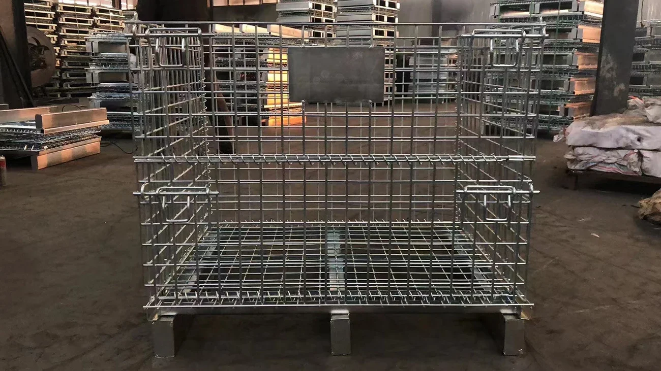 Wire Container Storage Cage Iron Frame With Traction And Casters The ...