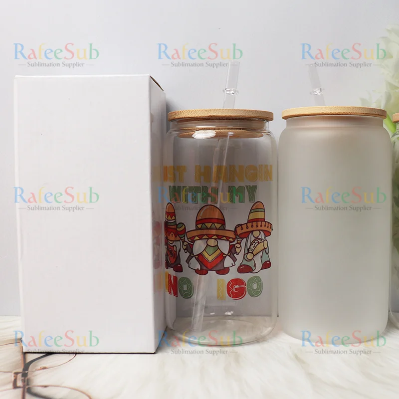 Usa Warehouse 16oz 16 Oz Clear Frosted Blanks Sublimation Tumbler Mug Cup 16 Ounce Beer Glass ...