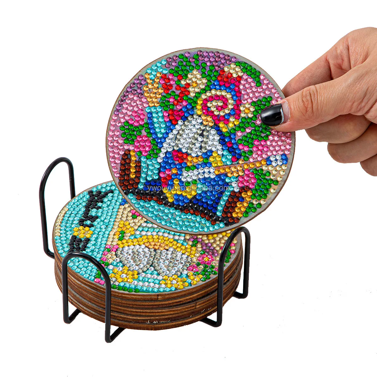 Full Diamond Painting Coaster Wood Back Multi Designs Platemat Fruit ...
