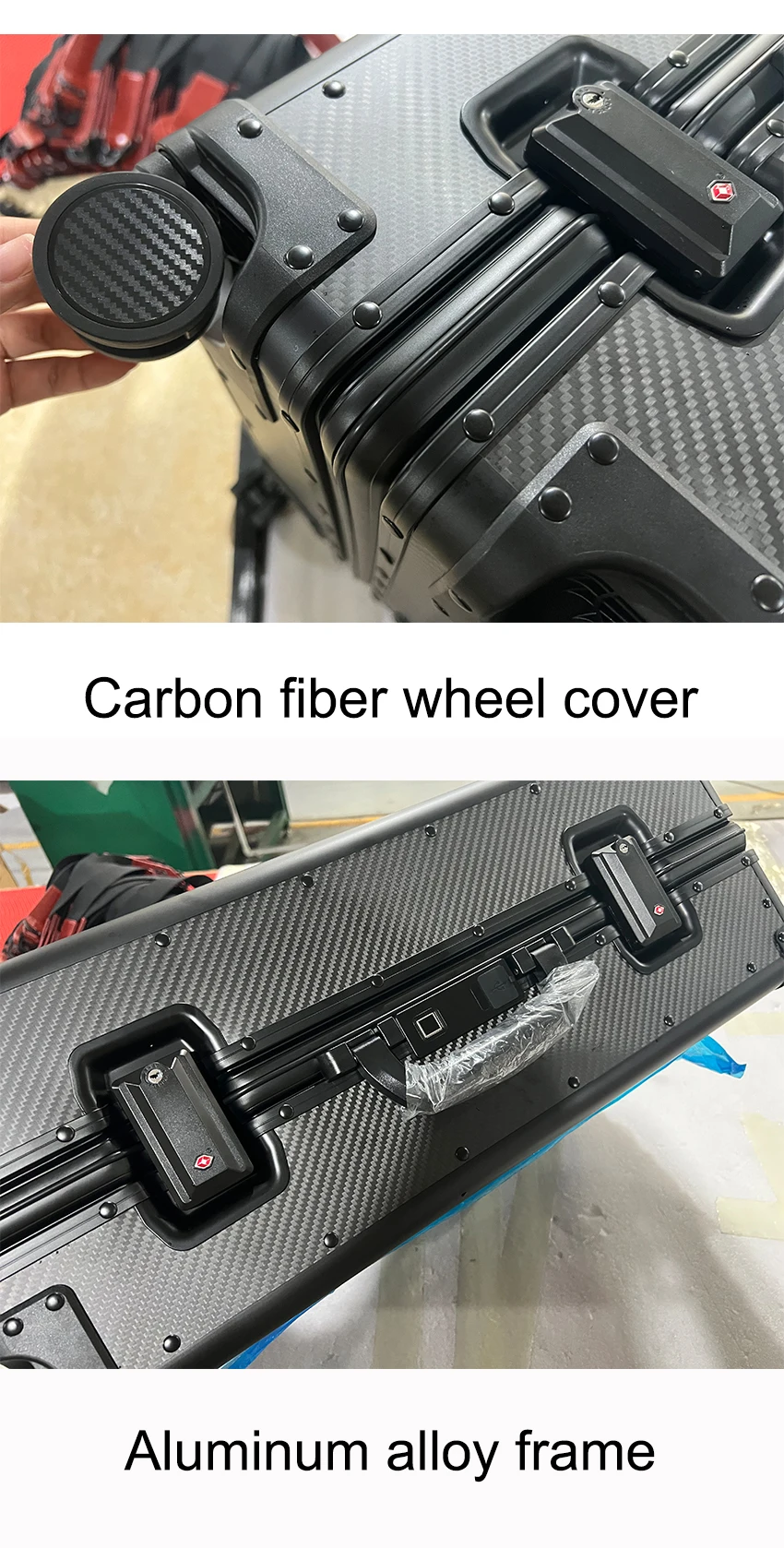 Customized Black 28" Carbon Fiber Material Hard Luggage With Tsa Lock ...