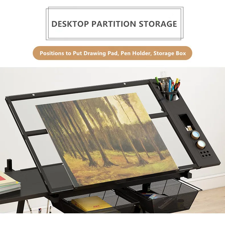 Multi-Function Drawing Table Foldable Top Working Drawing Desk| Alibaba.com