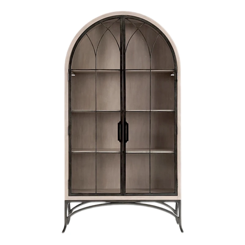 American Light Luxury Solid Wood Bookcase Living Room Open Glass Door ...