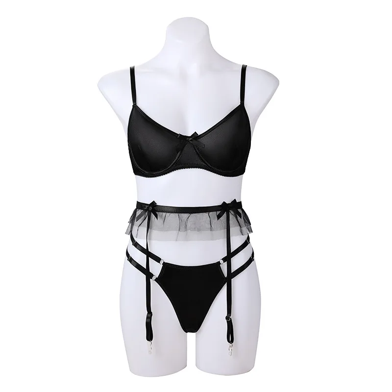 New Trendy Solid Color Sexy Lace Underwear Bra Briefs Garters Sexy