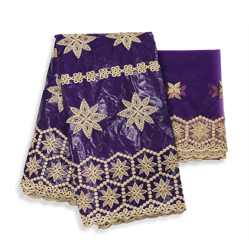 H & D African Bazin Super Riche Fabric With Embroidery Design Lace ...