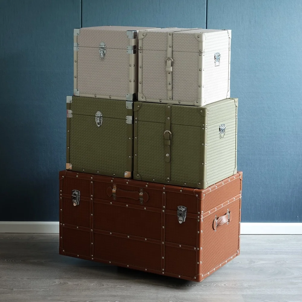 Large Wooden Storage Trunks Set for Home Decorative Organizing for ...