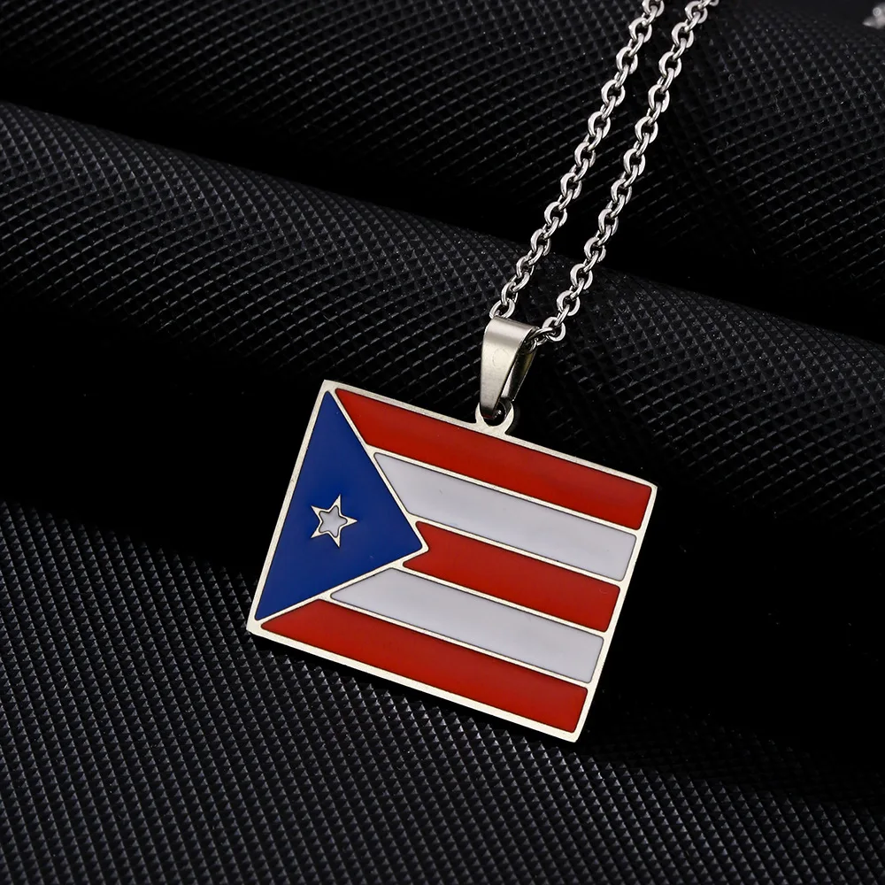 Heart Puerto Map And Color Flag Pendant Necklaces Gold Color/silver ...