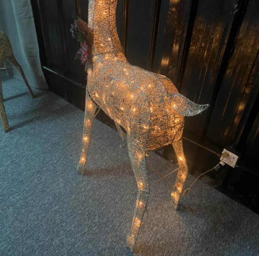 5ft Outdoor Life Size Lighted 3D Reindeer Christmas Deer Ornaments ...