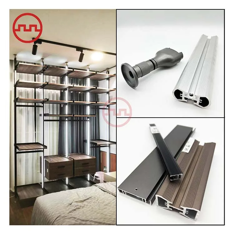 Bedroom Living Room Aluminum Shelving Aluminum Pole Profiles Closet ...