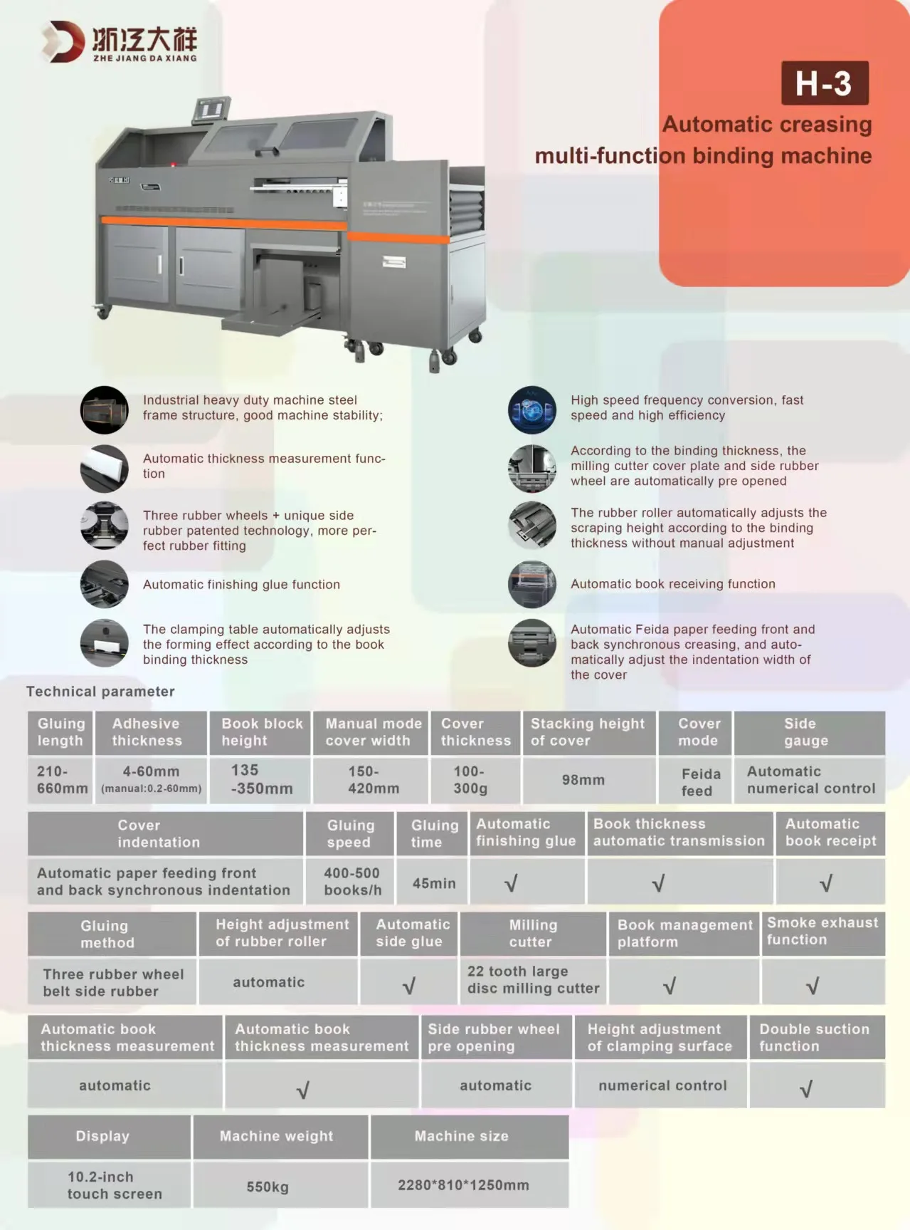 H10l New Design A4 Glue Binder Automatic Cover Feeder With Creasing ...
