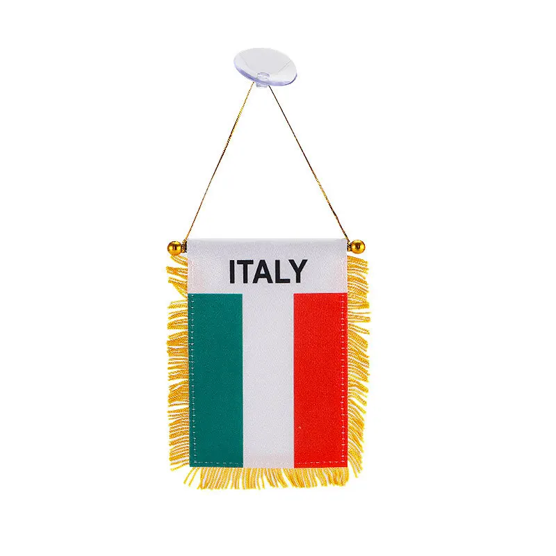 Custom Mini Car Flags - Double Printed Logo & Fringed Silk