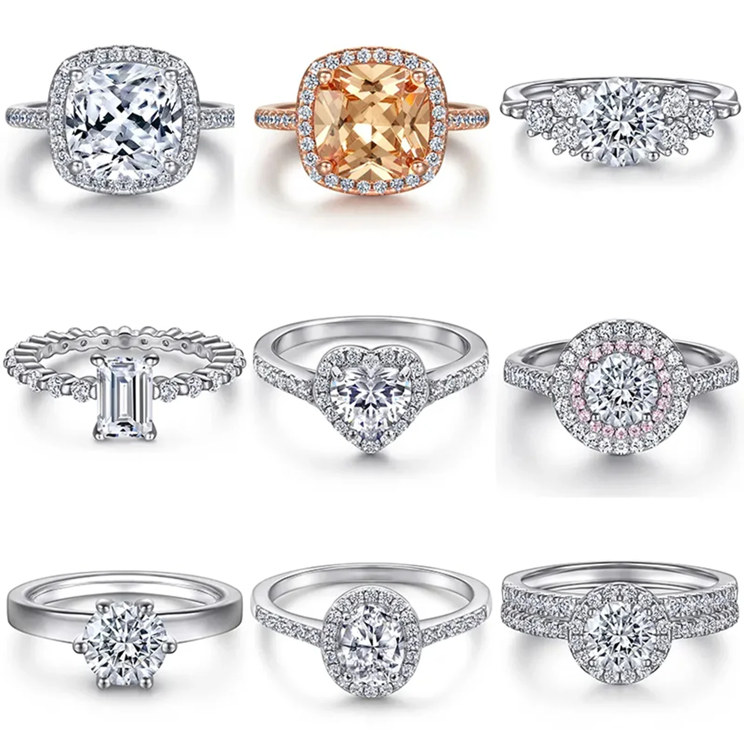 Hot Sale Diamond Engagement Wedding Ring Fashion Jewelry 18k Gold ...