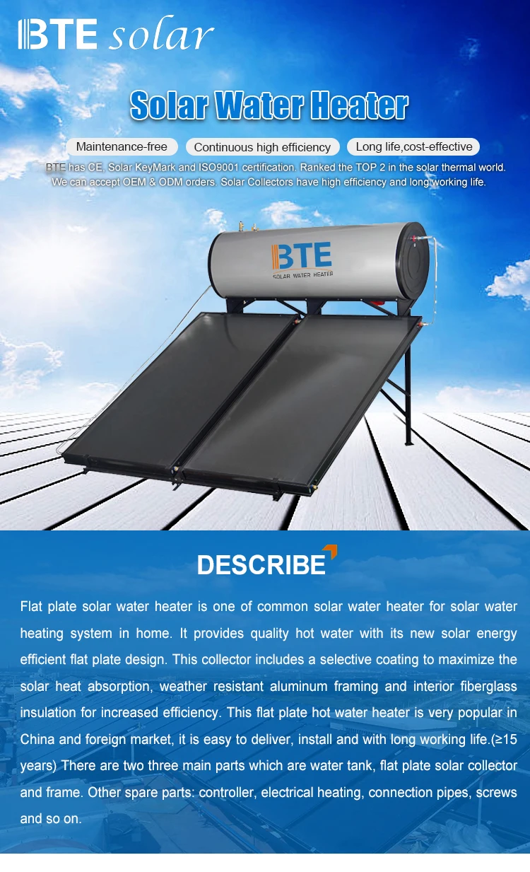 300L Flat Plate Rooftop Solar Water Heater From China Energy Saving ...