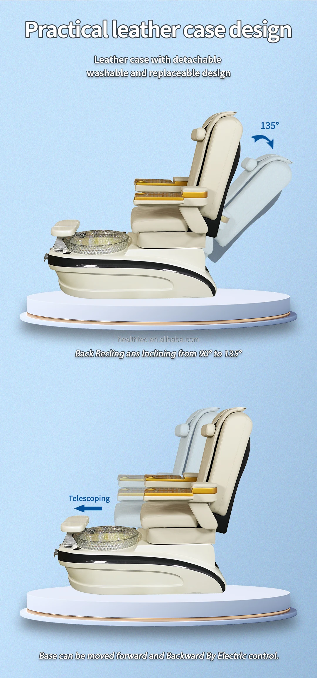 High Quality Modern Luxury Nail Salon Furniture Spa Recline Soft ...