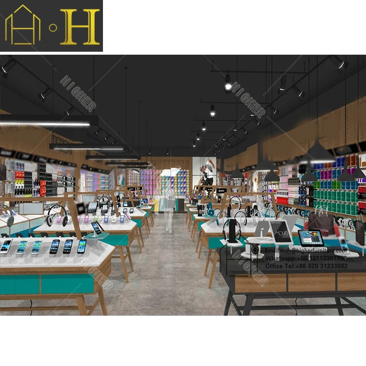Customized Mobile Phone Display Cabinet Showcase Shop Counter Design ...