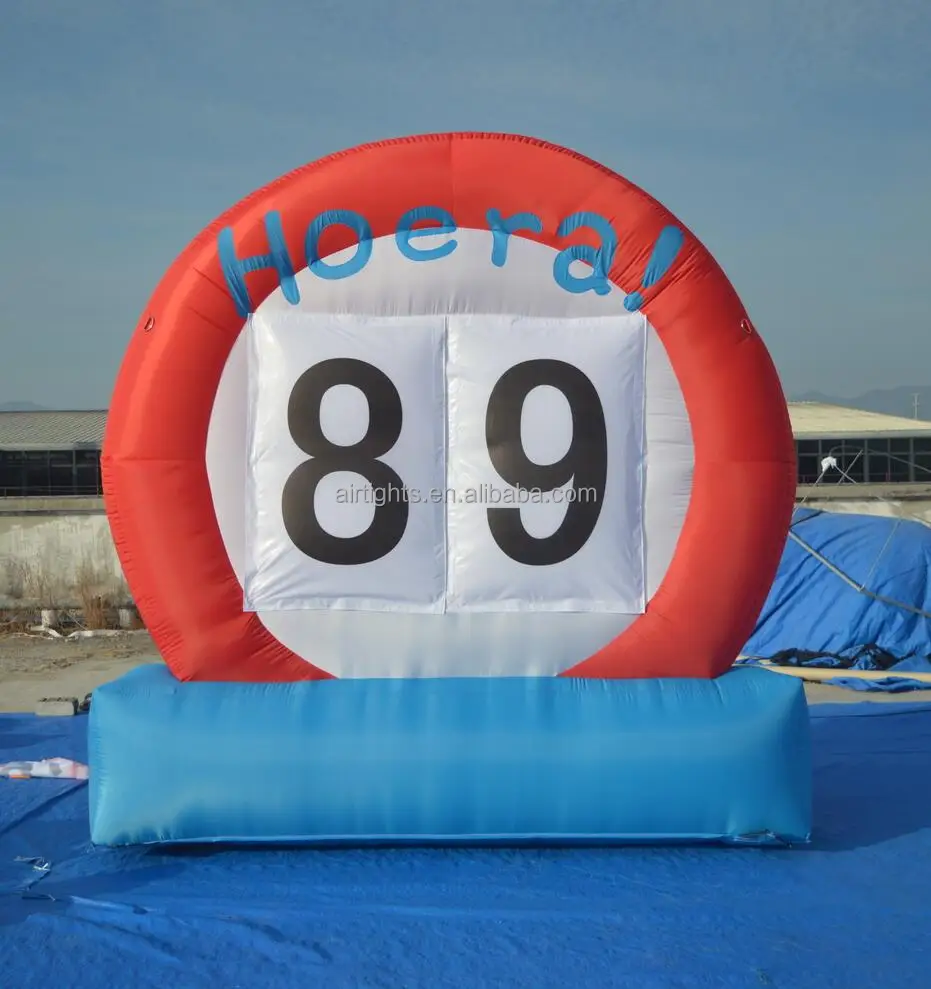 Custom Age Or Logo 3m High Giant Inflatable Traffic Sign Hoera Board ...