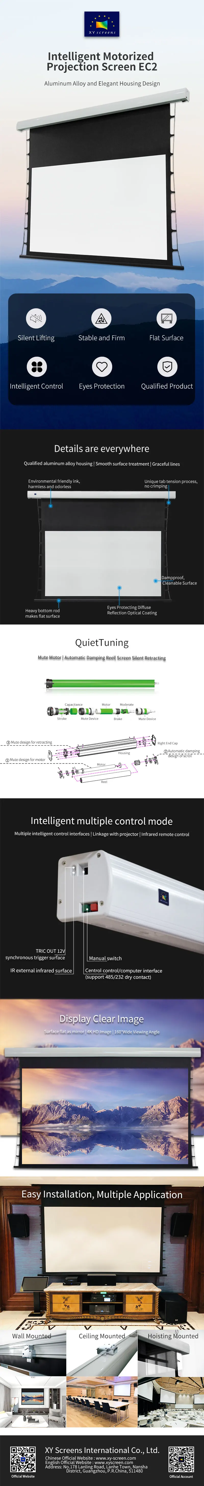 Xyscreen Motorized Drop Down Tab Tension Anti Light Black Crystal ...