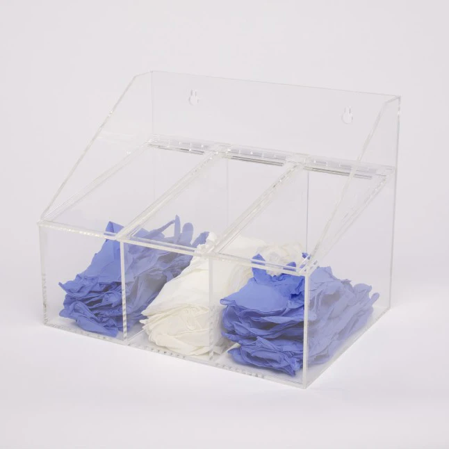 3 Compartment Clear Acrylic Glove Dispenser - Eco-friendly