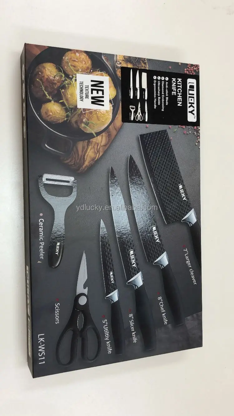 Latest 6pcs Diamond Pattern Coating Knife Set - Stainless Steel, Eco ...
