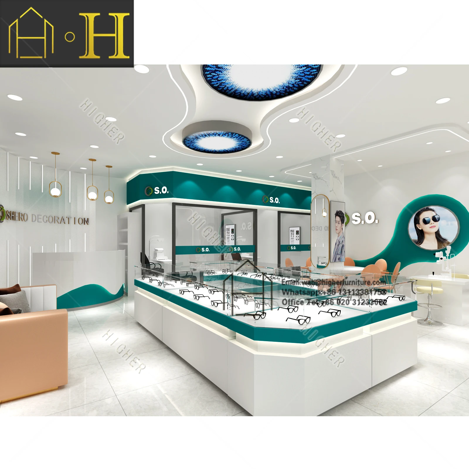 Customized Glasses Optical Store Display Showcase Furniture Optical Store Display Showcase For ...