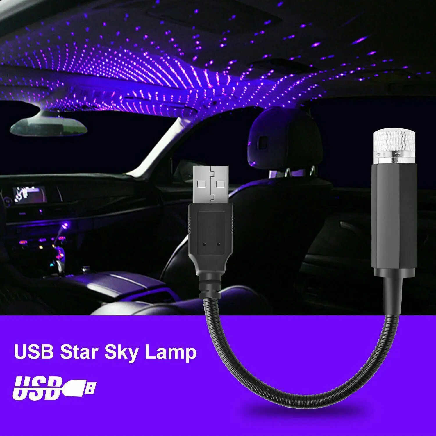 Universal USB LED Star Projector Neon Atmosphere Ambient Lamp Car Roof Interior Light laser Alibaba