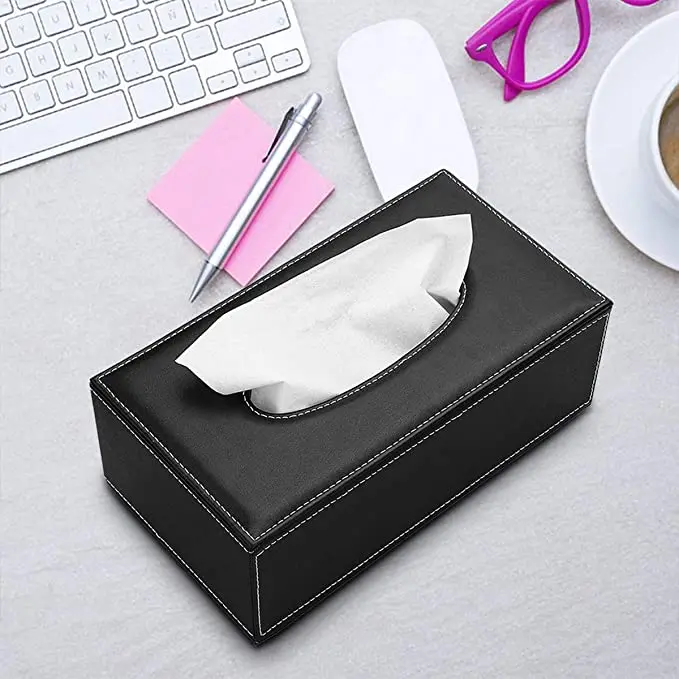 Stylish Custom PU Leather Tissue Box Covers for Home & Office