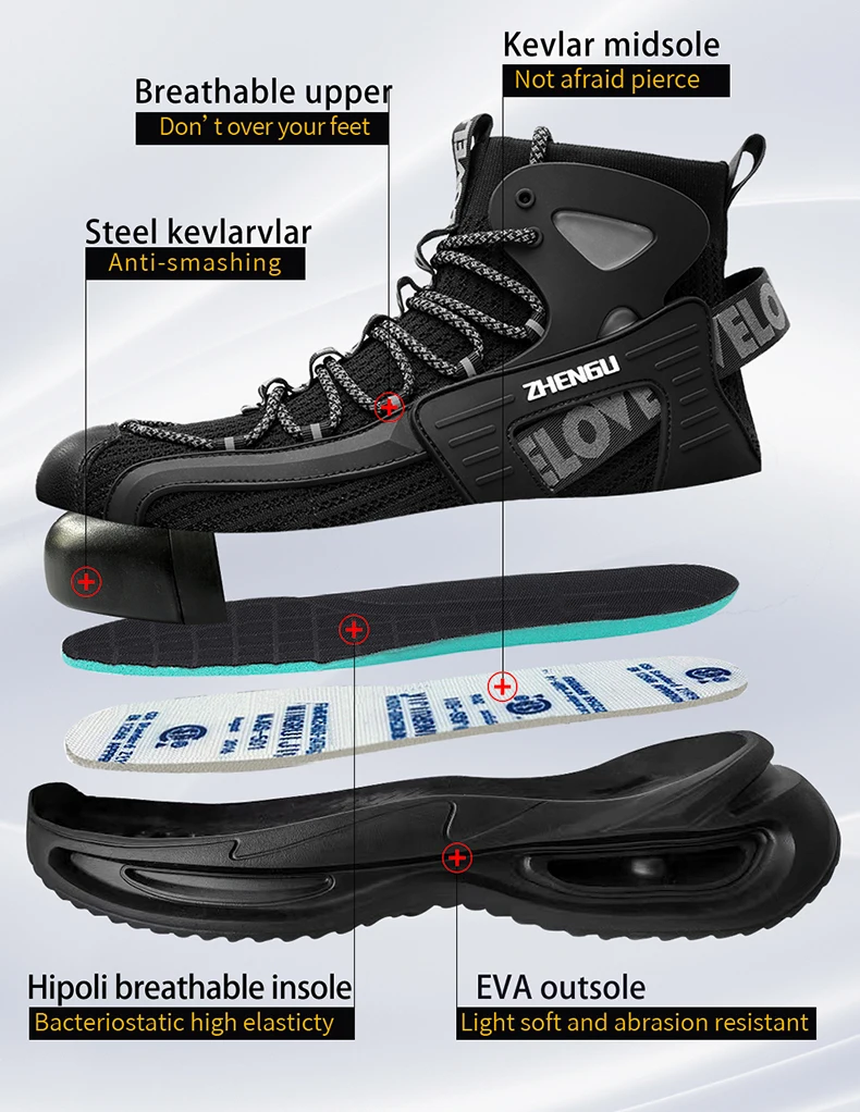 Sneaker Safety Shoes Light Weight Design,Steel Toe Black Sport Safety ...