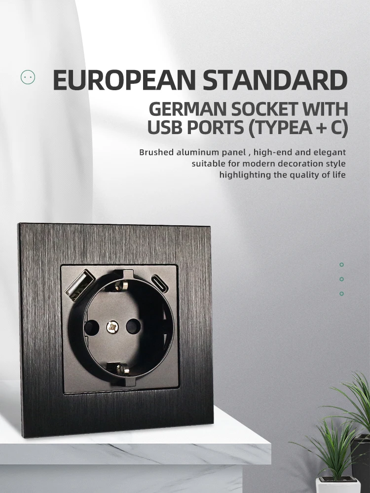 Euro Standard Power Wall Plugs Sockets With USB-A USB-C Charge Ports ...