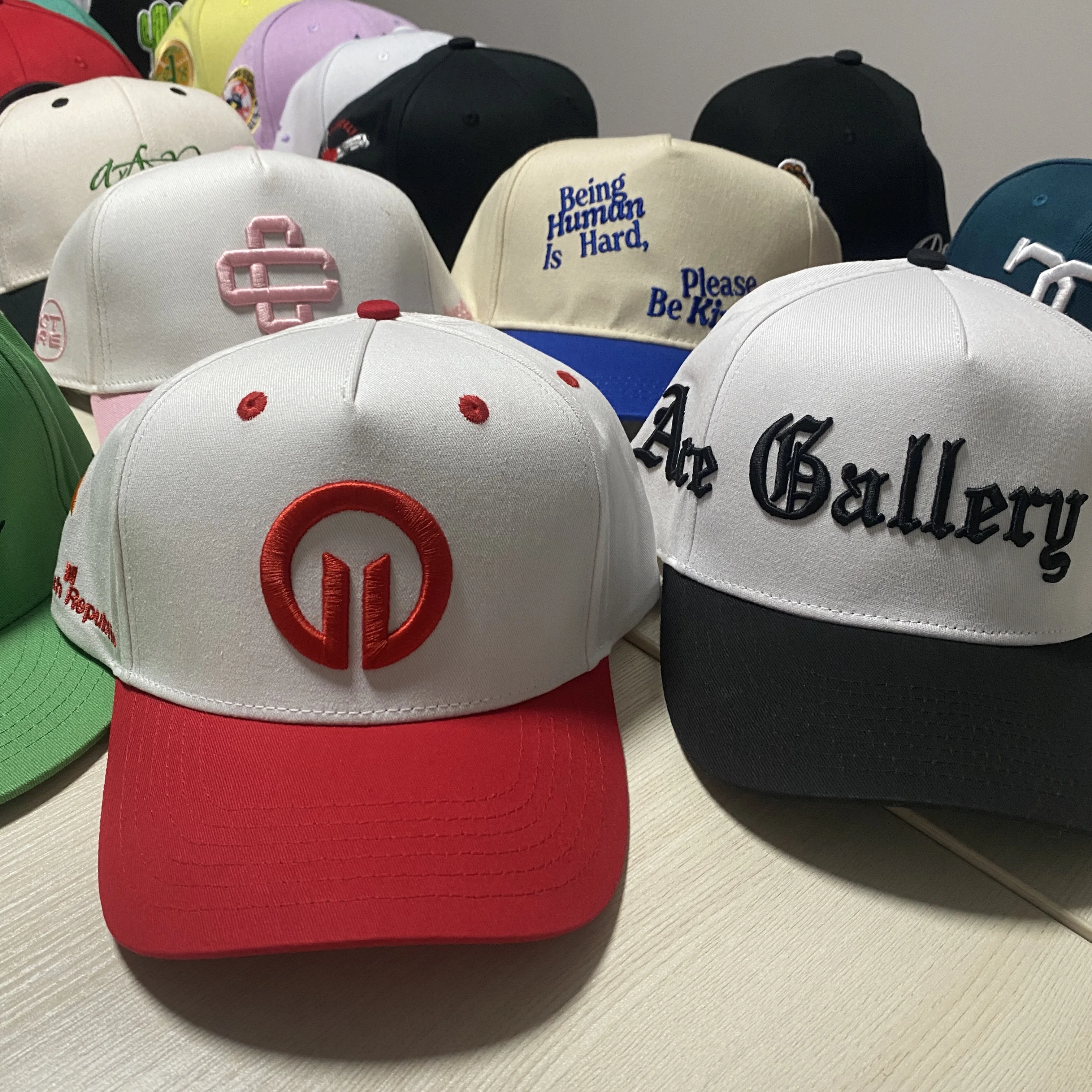 HBA54 High Quality Black Fitted Hats with Custom 3D Embroidery