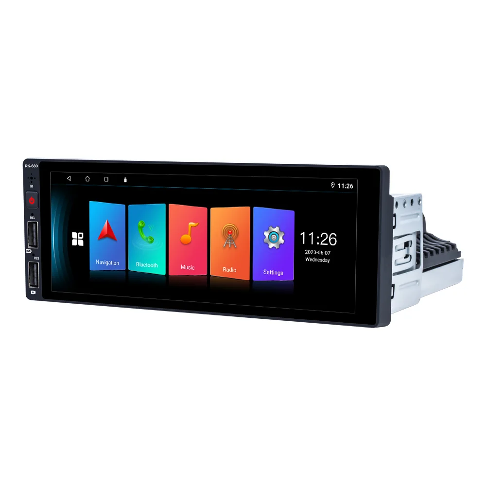 Universal Android 6.9 Inch 1 Din Stereo Radio For Car BT FM Carplay Mirror Link IPS Touch Screen WIFI GPS 4G 8 Core