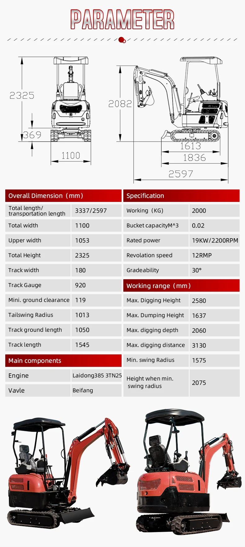 Construction Digger Hydraulique Mini Digger Micro Crawler Excavator 2 ...