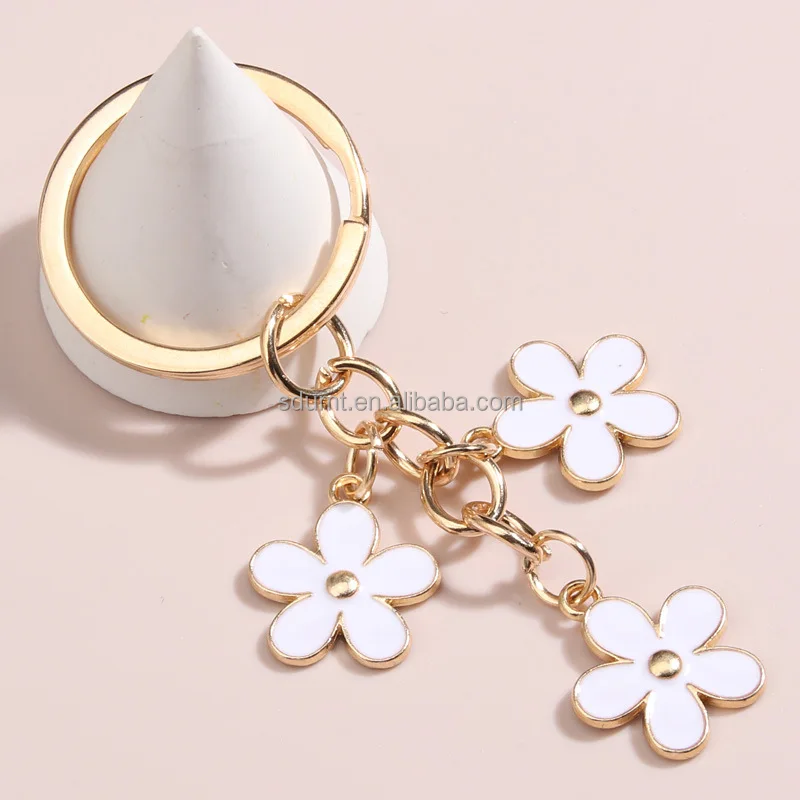 Cute Enamel Keychain Colorful Sakura Flower Key Ring Sweet Key Chains ...