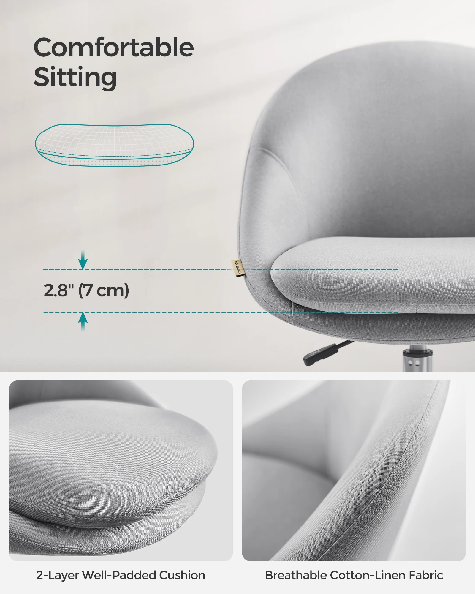 SONGMICS Ergonomic Adjustable Swivel Chair for Home Office
